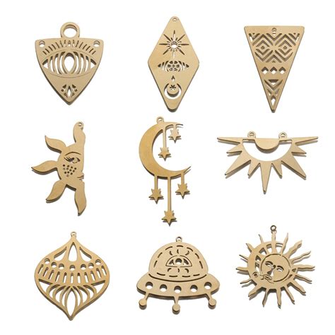 6pcs 원시 황동 터키어 눈 천상의 태양 달 단계 매력 펜 던 트 Diy 신비로운 집시 귀걸이 목걸이 음력 보석 만들기 Aliexpress