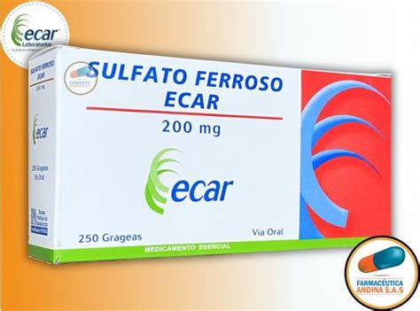 Sulfato Ferroso 200 Mg Caja X 250 Tabletas Ecar