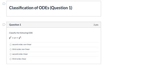 Solved Classification Of ODEs Question 1 D Question 1 2 Chegg Com