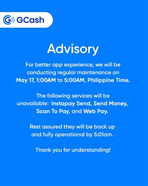 Gcash Says Some Services Unavailable From 1 Am To 5 Am On May 17