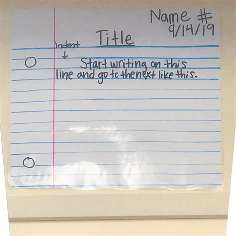 Lined Paper Heading Format Anchor Chart
