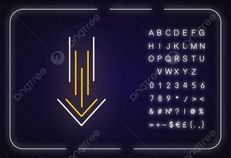 neon scrolldown button with glowing effect and symbols vector glow process font png and