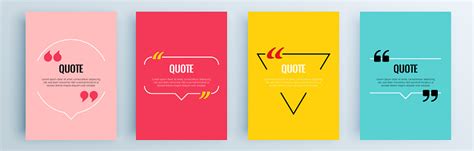 견적 프레임 빈 템플릿 세트 괄호 안에 있는 텍스트 인용 빈 연설 거품 따옴표 거품 텍스트 상자는 색상 배경에 격리 벡터 그림입니다 Brand Name Online