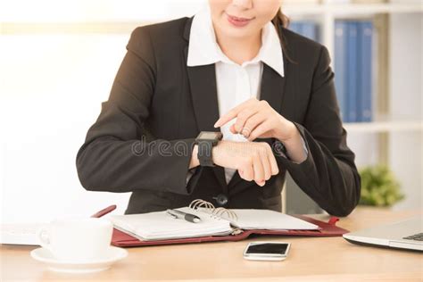 Businesswoman Using Her Smartwatch Application Stock Image Image Of Device Chinese 92579121