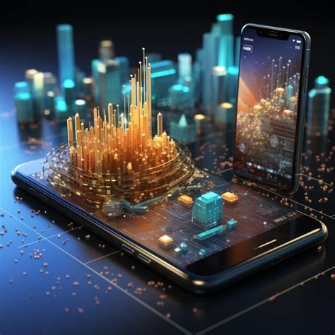 Premium Ai Image Application Of Smartphone With Business Graph And Analytics Data On Isometric