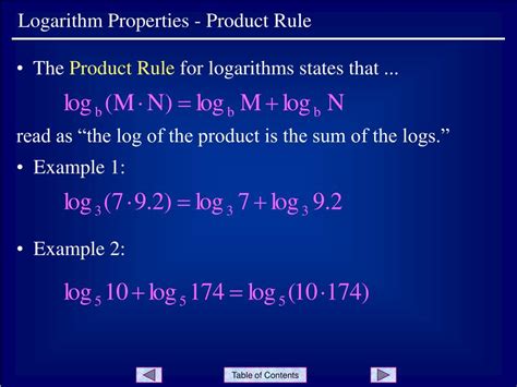 Product Property Of Logarithms