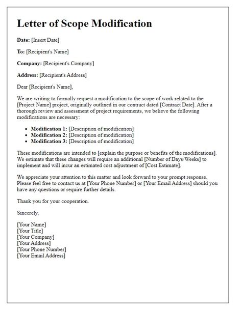 Letter Template For Construction Project Scope Clarification Free
