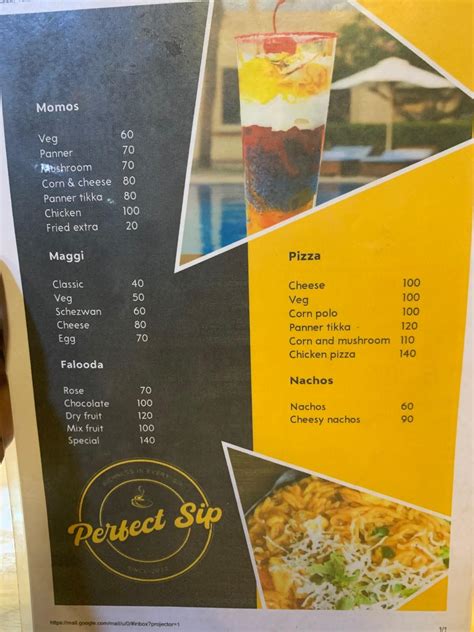 Menu At Perfect Sip Cafe Chennai