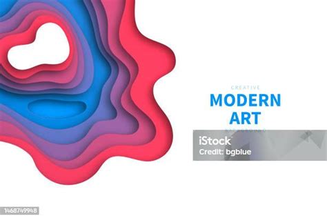 종이 컷 배경 파란색 추상파 모양 트렌디 한 3d 디자인 0명에 대한 스톡 벡터 아트 및 기타 이미지 0명 3차원 형태 곡선 Istock