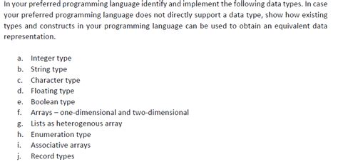solved in your preferred programming language identify and