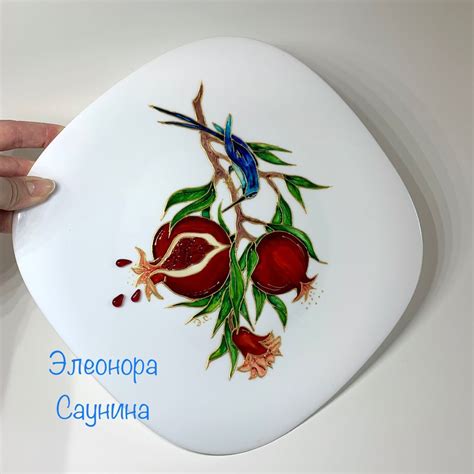 Тарелка декоративная с витражной росписью Синяя птица в интернет ...