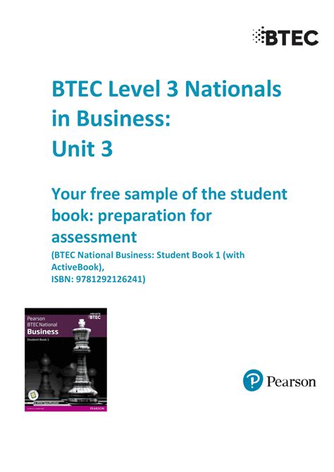 Btec Level 3 Nationals In Business Unit 3 Lecture Notes Business
