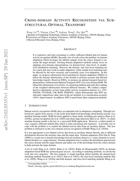 Pdf Cross Domain Activity Recognition Via Substructural Optimal Transport