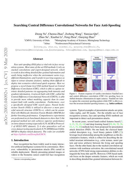 Pdf Searching Central Difference Convolutional Networks For Face Anti Spoofing