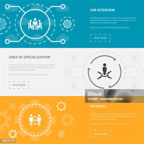 인적 자원 3 가로 웹 페이지 템플릿을 면접 지역 특성화 추천 개념의 배너 평면 현대 고립 된 아이콘 그림입니다 구도에 대한 스톡 벡터 아트 및 기타 이미지 Istock