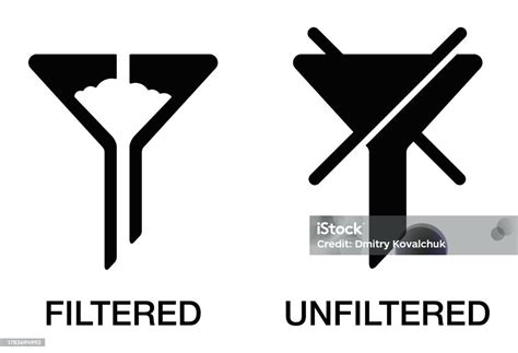 filtered and unfiltered icon for product labeling stock illustration download image now