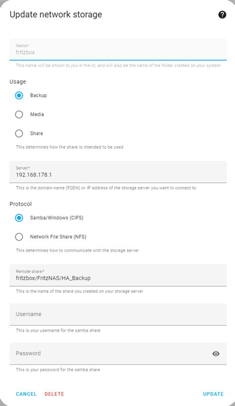 Backup To Network Location SMB CIFS Share Now Working Configuration Home Assistant Community