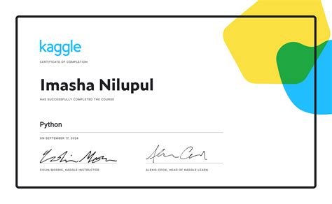 Imasha Nilupul Completed The Python Course On Kaggle