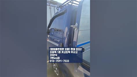 영업용번호판 포함 20년식 초장축 1톤 카고트럭 무사고현대 포터2 Shorts Youtube