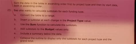 need help please sort the data in the table in ascending order course hero