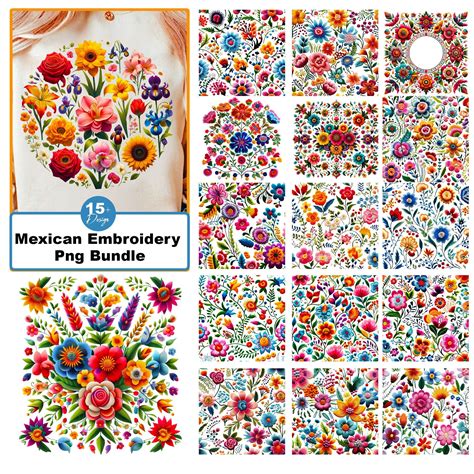15 Mexican Embroidery Pattern Mexican Floral Png Pattern Cinco De Mayo