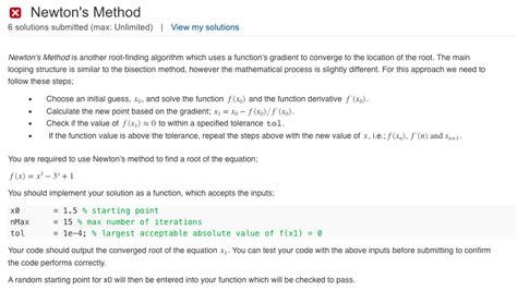 Solved X Newton S Method Solutions Submitted Max Chegg