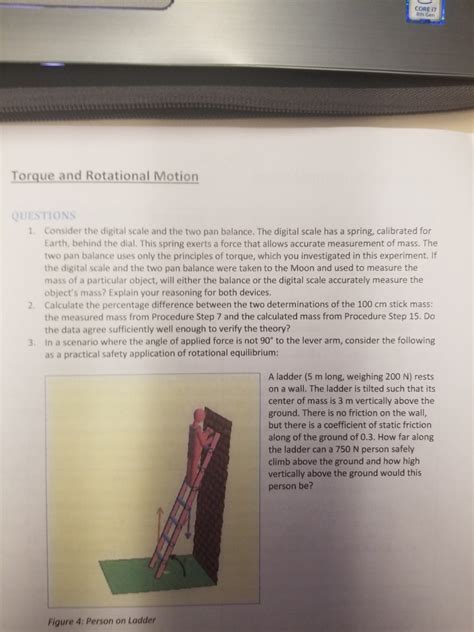Solved Torque And Rotational Motion PART Chegg Com
