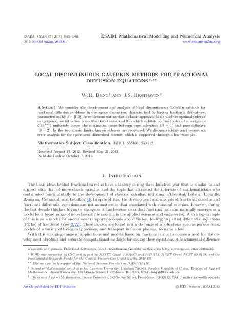 Pdf Local Discontinuous Galerkin Methods For Fractional Diffusion Equations