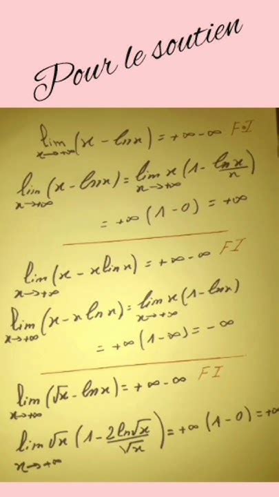 Limite Dune Fonction Logarithmique Pour Le Soutien Mathematiques Youtube