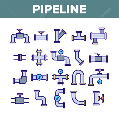 Pipeline Collection Elements Icons Set Vector Collection Icons