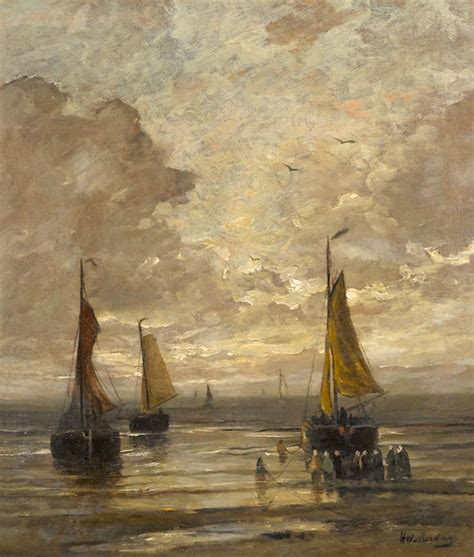 Bonhams Hendrik Willem Mesdag Dutch 1831 1915 Bringing In The Catch 22 34 X 19 12in 578