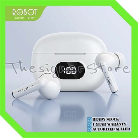Jual TWS ROBOT T Headset Bluetooth Earbuds Wireless LED Display Earphone White Shopee