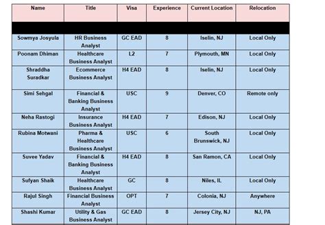 Healthcare Business Analyst Java Scrum Master Sr Data Engineer Hotlist With Bench Info For