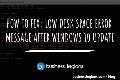 How To Fix Low Disk Space Error Message After Windows 10 Update