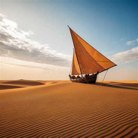 Sailing Boat In The Dunes Of The Sahara Desert Morocco Stock