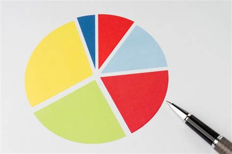 Premium Photo High Angle View Of Pen On Multi Colored Pie Chart