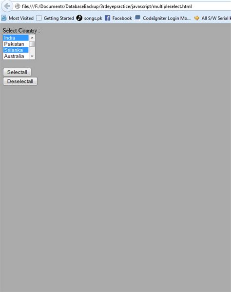 Select Multiple Values From Combobox Using Javascript Sourcecodester