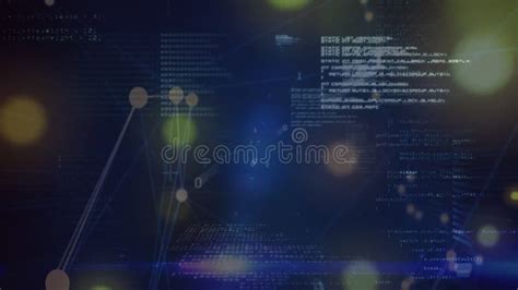 Animation Of Bokeh Lights Connecting Dots With Data Processing On
