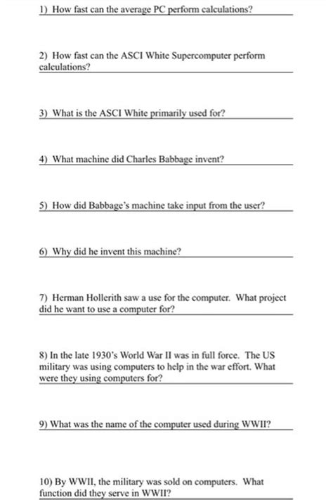 Solved 1 How Fast Can The Average Pc Perform Calculations 2 How