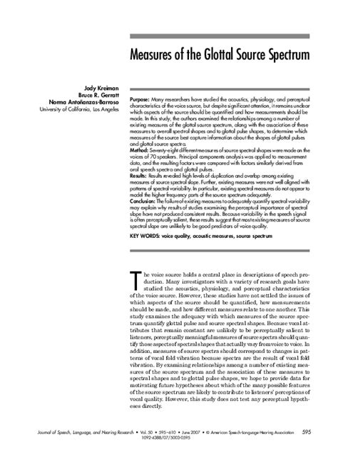 Pdf Measuring The Glottal Source Spectrum