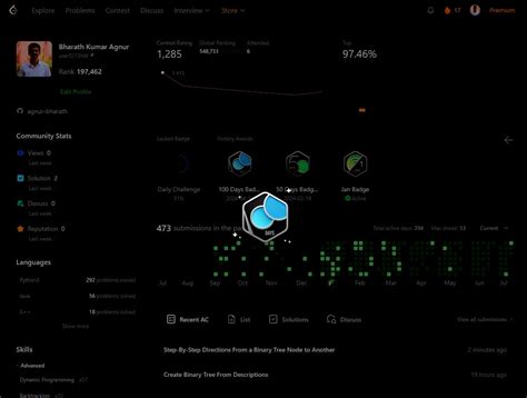 Earned Leetcode 100 Days Badge Bharath Kumar Agnur Posted On The