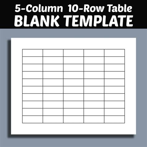 5 Column 10 Row Table Blank Template Printable By Structureofdreams