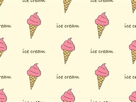 Premium Vector Ice Cream Cartoon Character Seamless Pattern On Yellow