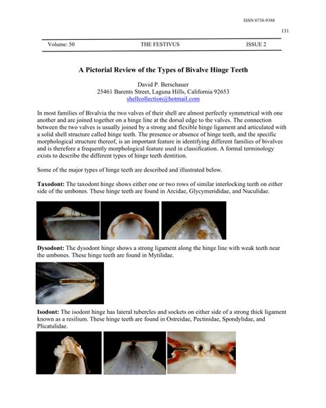 Pdf A Pictorial Review Of The Types Of Bivalve Hinge Teeth