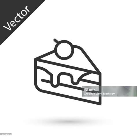 흰색 배경에 고립 된 케이크 아이콘의 회색 라인 조각 생일 축하해요 벡터 공휴일에 대한 스톡 벡터 아트 및 기타 이미지 공휴일 귀여운 기념일 Istock