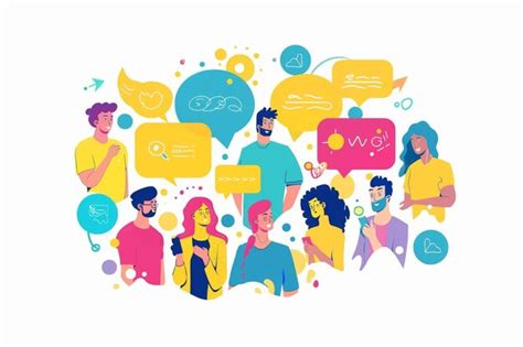minimalist ui illustration of people chatting in a fl premium ai