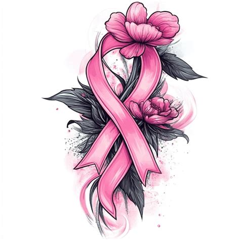 Breast Cancer Ribbon Tattoo Stencil Empowering Symbol For Awareness