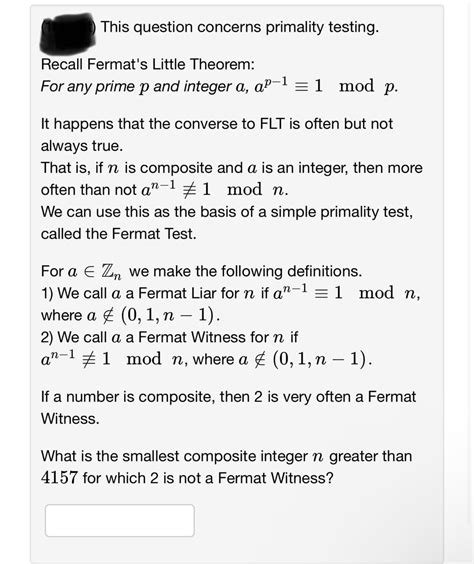 Answered This Question Concerns Primality Bartleby