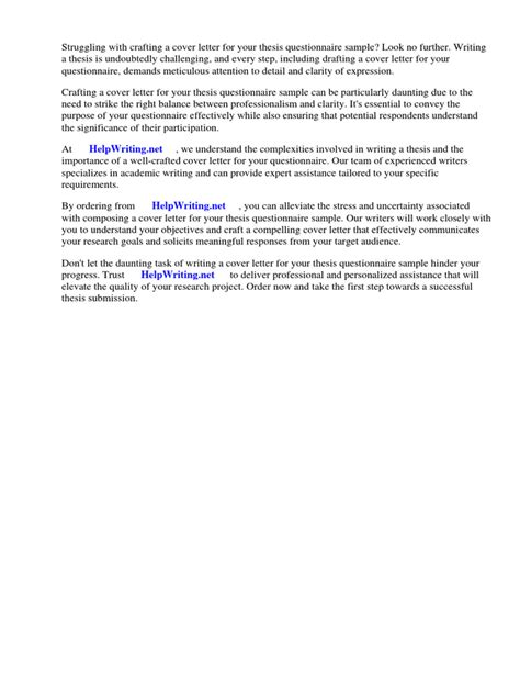 Cover Letter For Thesis Questionnaire Sample Download Free Pdf