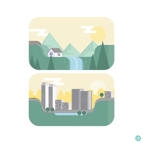 도시와 전원 일러스트 Ai 다운로드 Download City And Countryside Vector 어반브러시